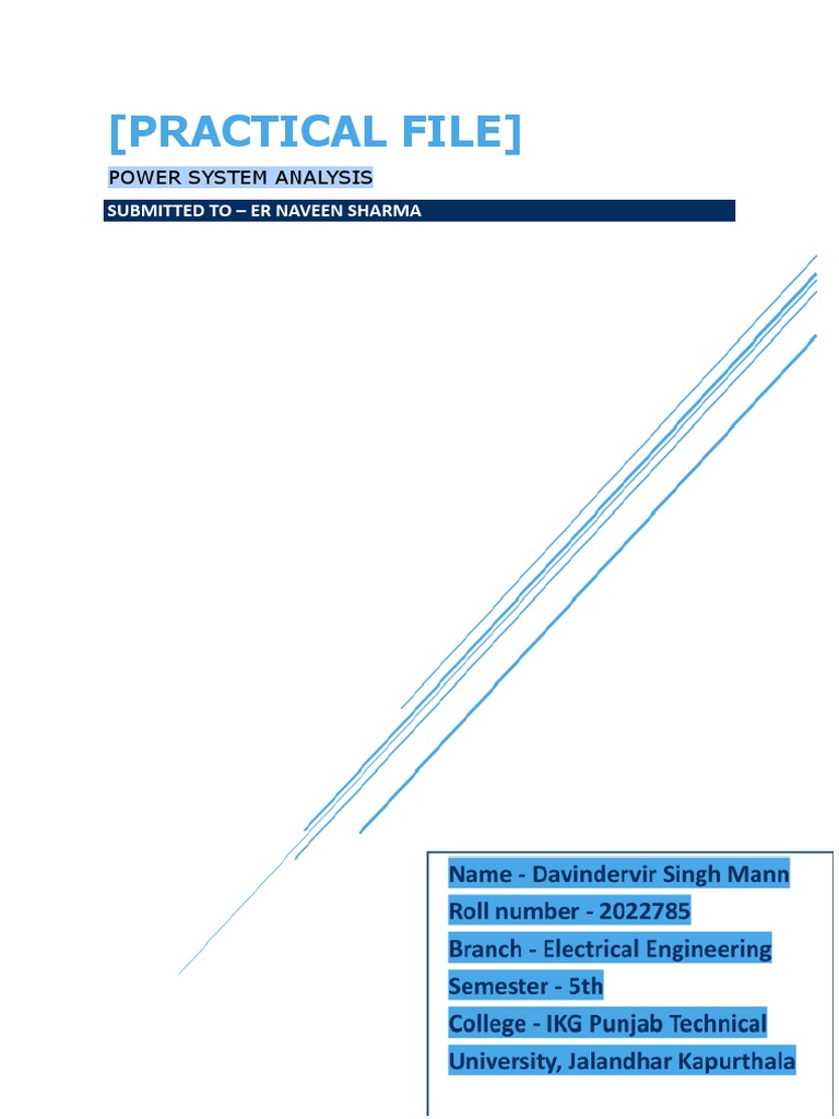 Power System Analysis Experiments Guide | PDF | Electrical Impedance ...