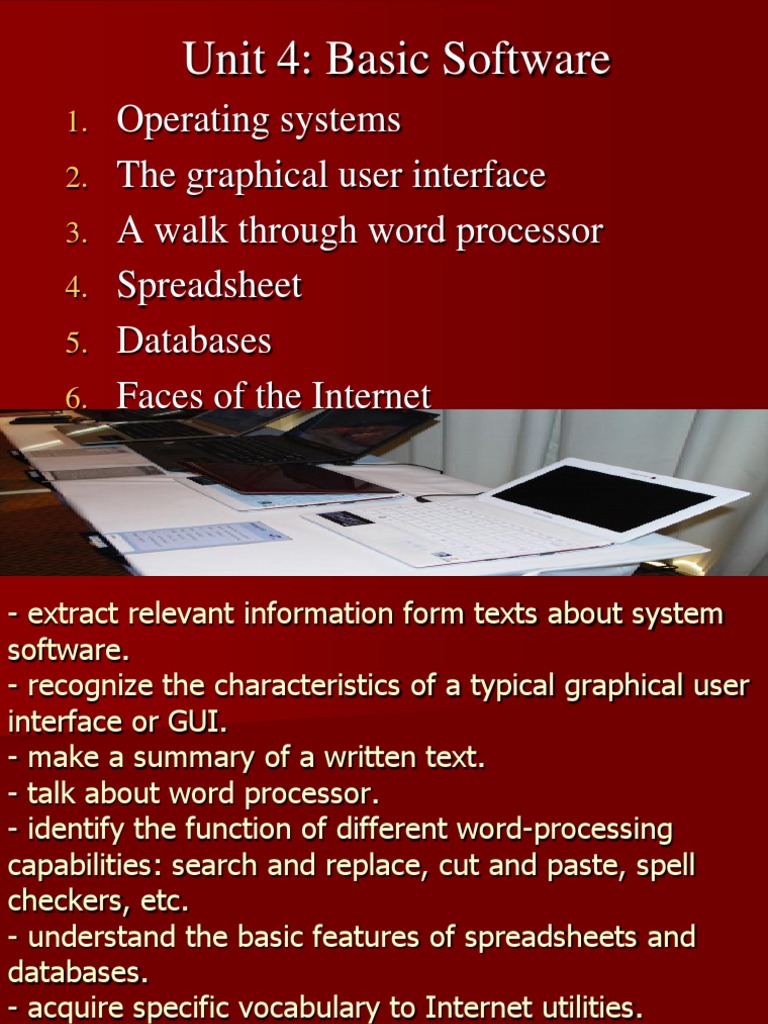 Operating Systems The Graphical User Interface A Walk Through Word Processor Spreadsheet ...