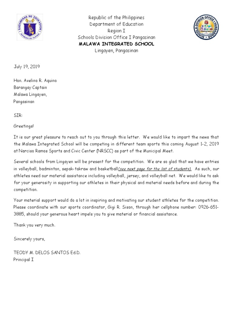 Solicitation Letter For Math Athletes | PDF