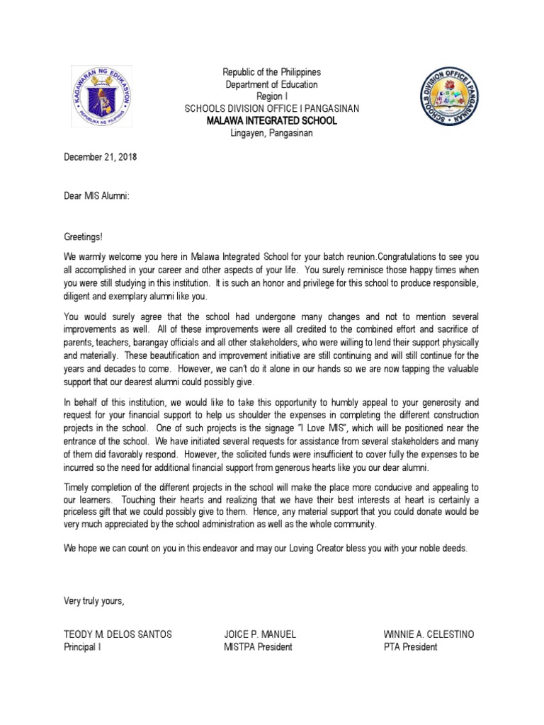 SOLICITATION FOR MIS ALUMNI | PDF