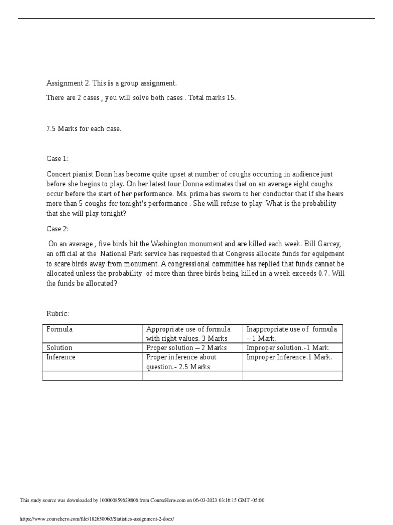 Statistics Assignment 2 | PDF