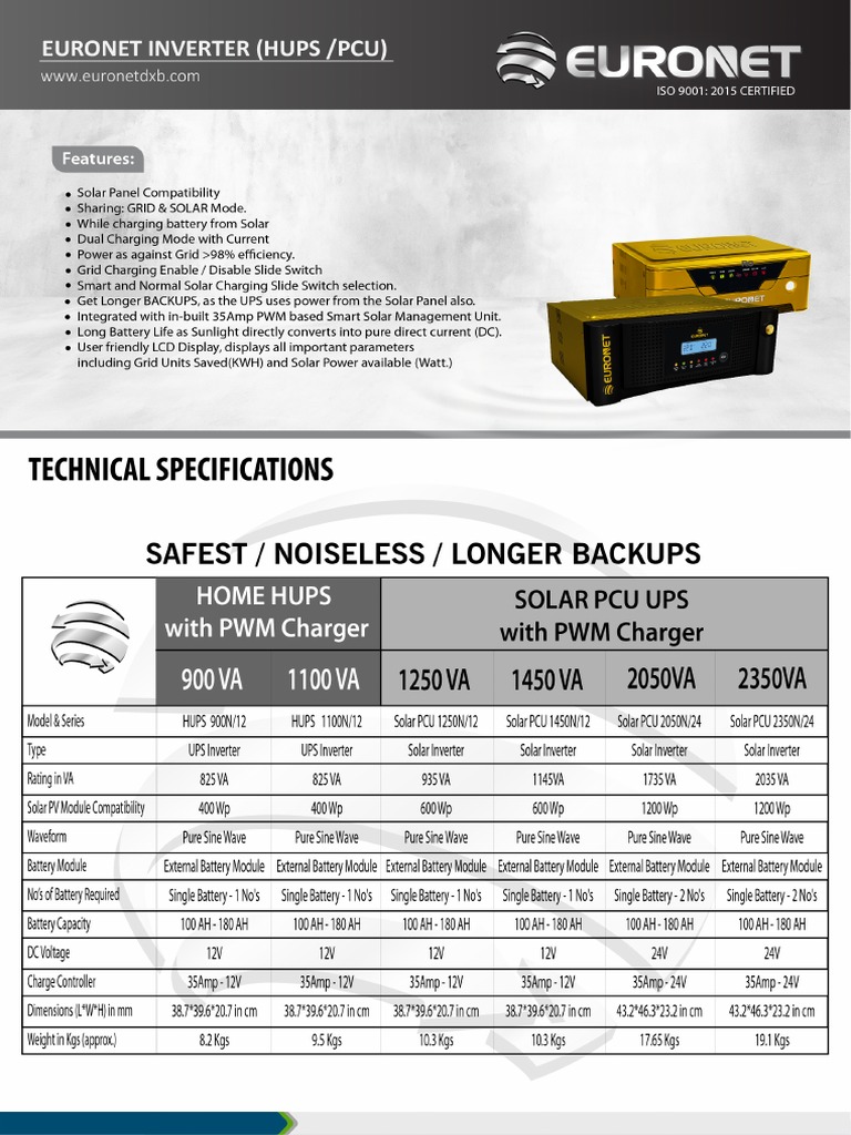 Euronet Inverter - Hups & Pcu - Datasheet | PDF