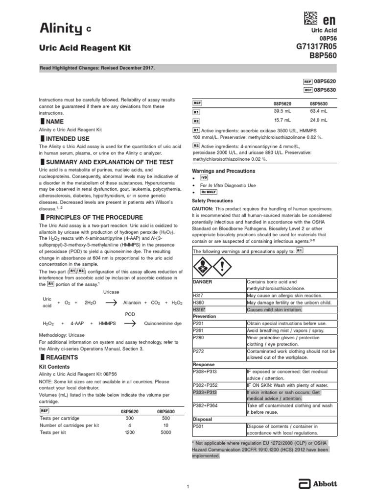 G71317R05 Uric Acid Reagent Kit | PDF | Detection Limit | Chemistry