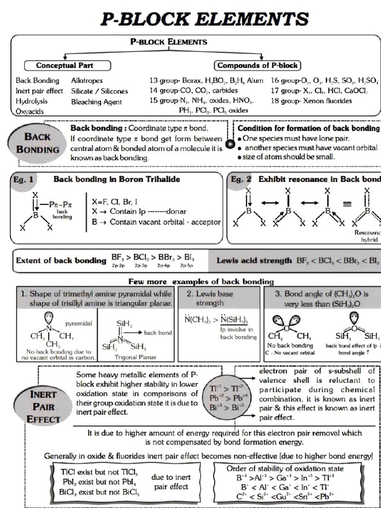 P Block Elements Notes | PDF | Nitrogen | Nitric Acid