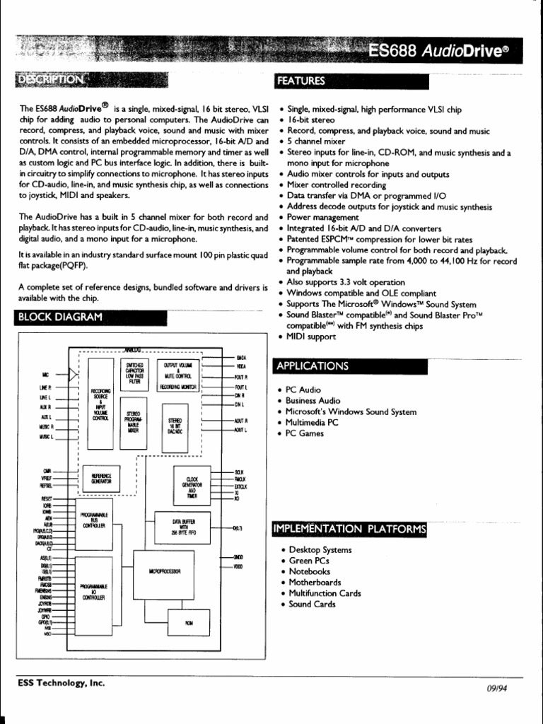 ES688 AudioDrive ProductBrief | PDF