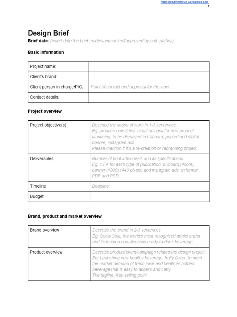 Design Brief (Basic Template) | PDF