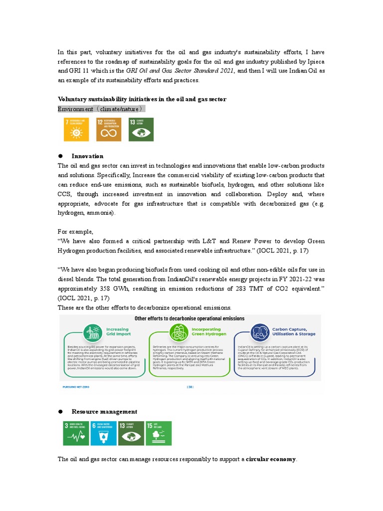 Week3 Voluntary Sustainability Initiatives in The Oil and Gas Sector | PDF