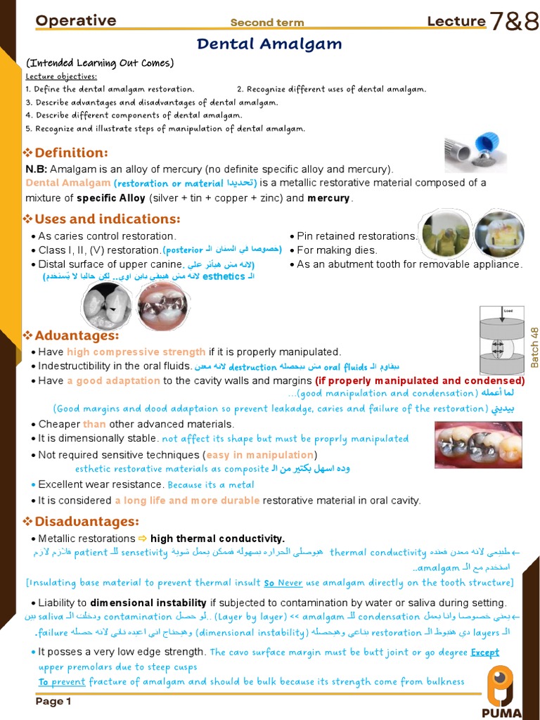 Operative Lec 7 & 8 (Dental Amalgam) | PDF | Atoms | Building Engineering