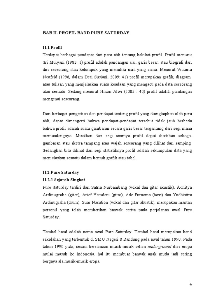 Bab Ii. Profil Band Pure Saturday | PDF