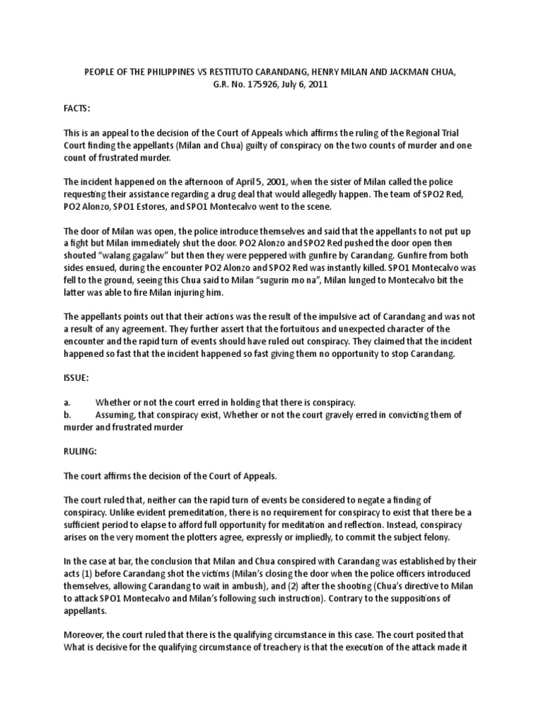 Conspiracy and Murder Ruling in Philippines Case | PDF | Appeal ...