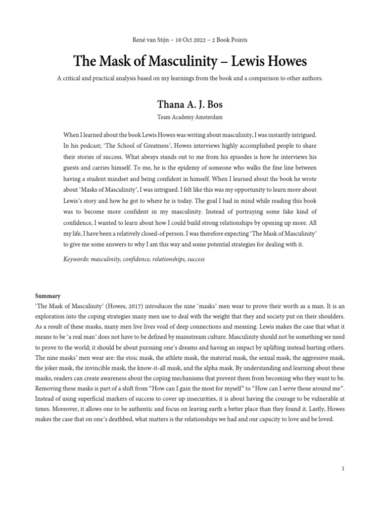 Understanding Masculinity Masks | PDF
