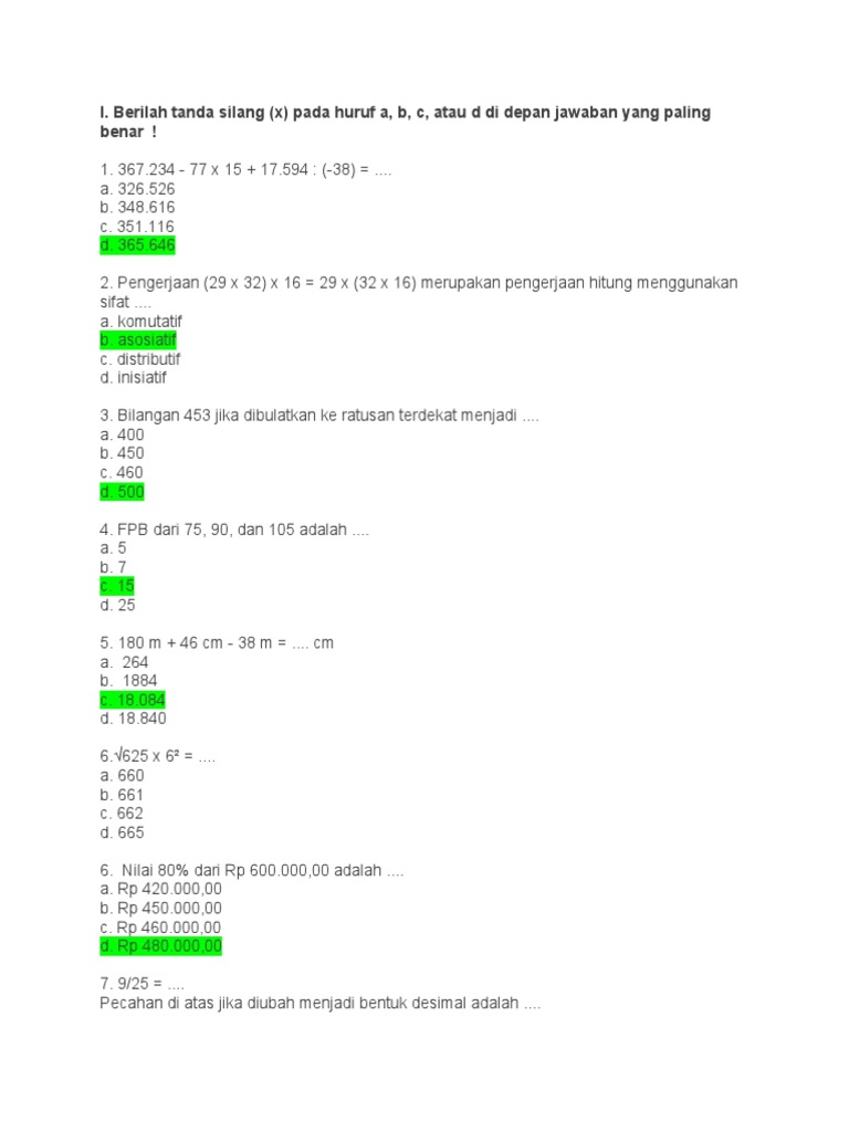 Soal UAS Kelas 5 MTK | PDF
