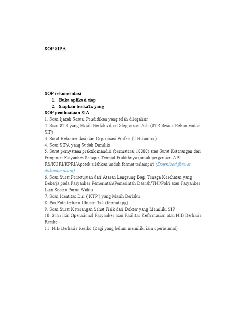 Panduan SOP SIPA dan SIA | PDF | Pengembangan Diri