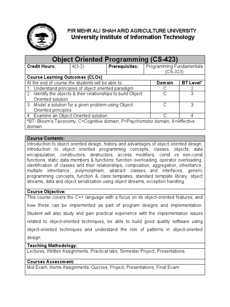 Oop Course Split Performa Pdf Object Oriented Programming Inheritance Object Oriented