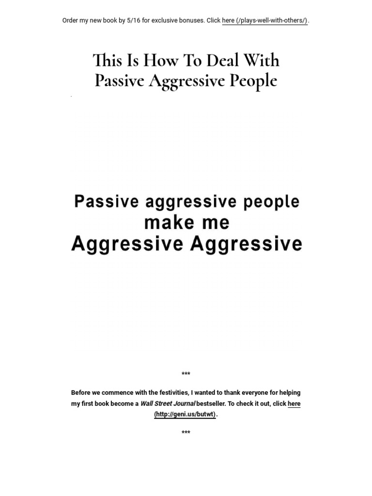 This Is How To Deal With Passive Aggressive People 2 Pdf