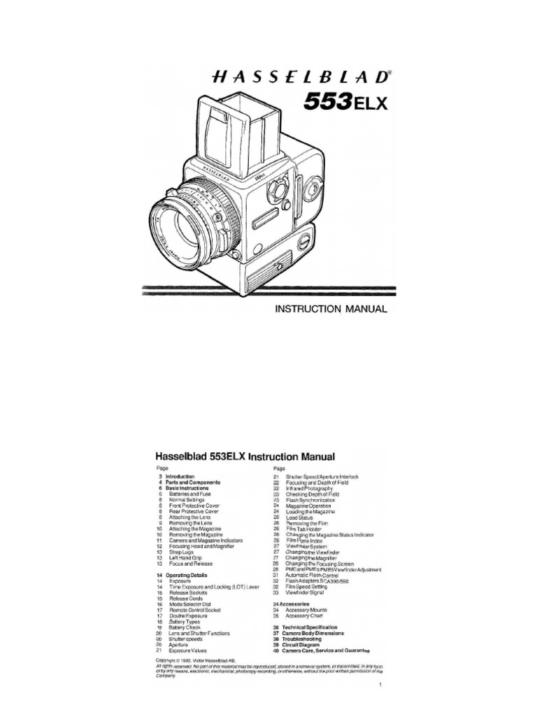 Hasselblad 553 ELX Manual | PDF