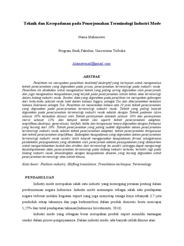 Teknik Penerjemahan Terminologi Mode | PDF | Bisnis