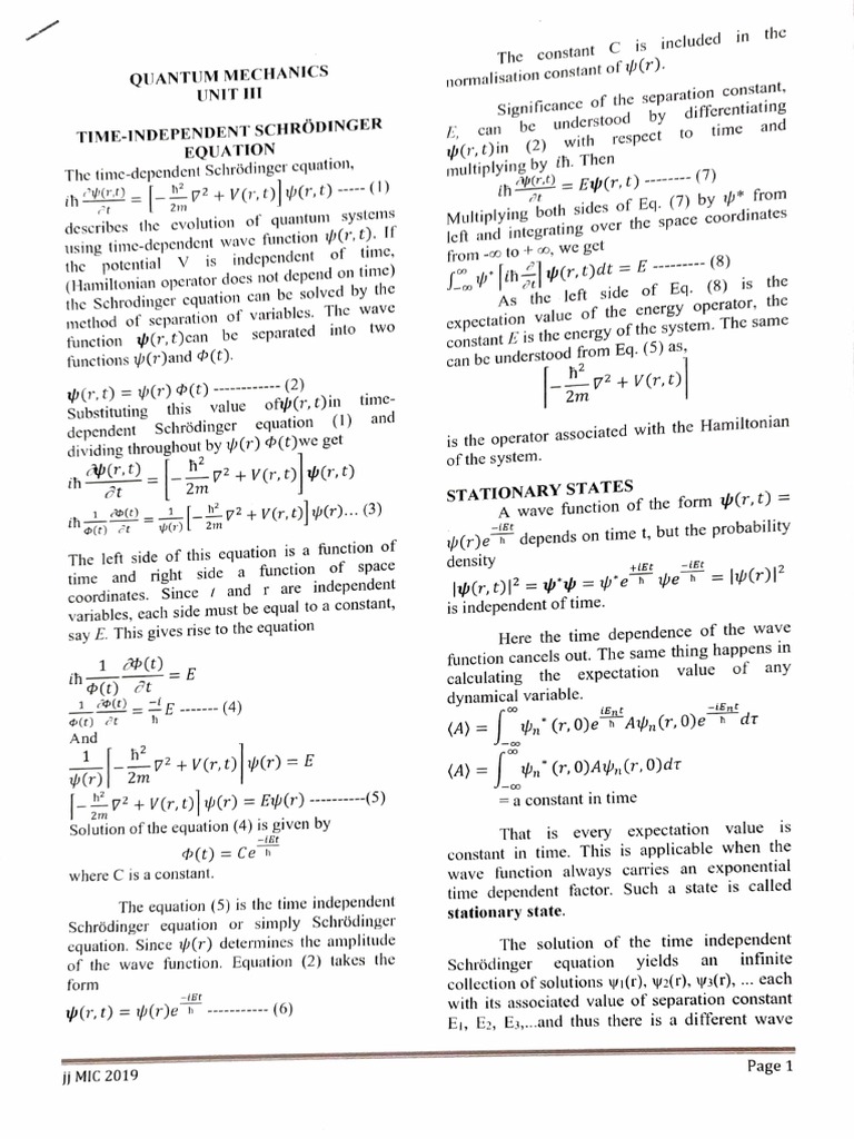 Quantum Mechanics | PDF | Schrödinger Equation | Wave Function Quantum Mechanics | PDF | Schrödinger Equation | Wave Function