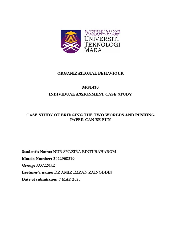 Case Study 1 Pdf Motivational Motivation