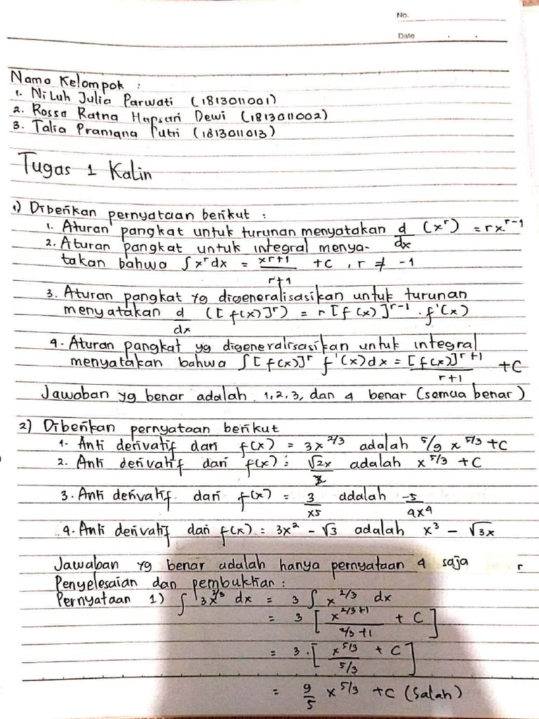 Tugas Kalkulus Integral | PDF