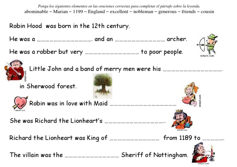 Robin Hood Reading Comprehension Exercises - 38465 | PDF