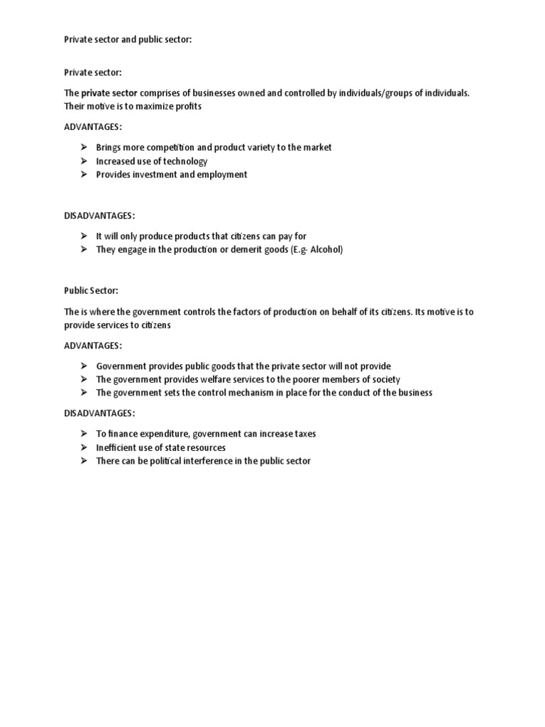 Private Sector and Public Sector | PDF | Business | Business Economics