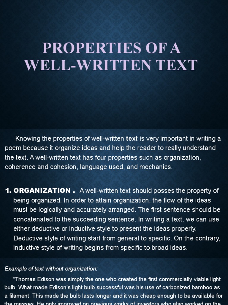 Properties of A Well Written Text | PDF
