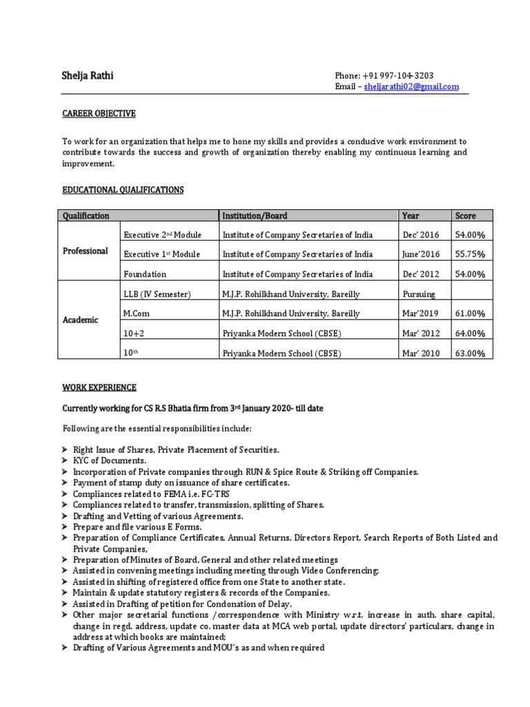 Shelja Rathi Resume | PDF | Business | Economies