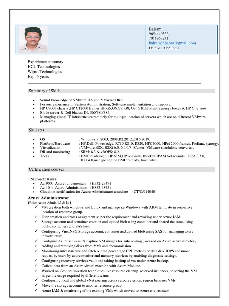 Resume - Azure Admin | PDF | Virtual Machine | Computer Networking