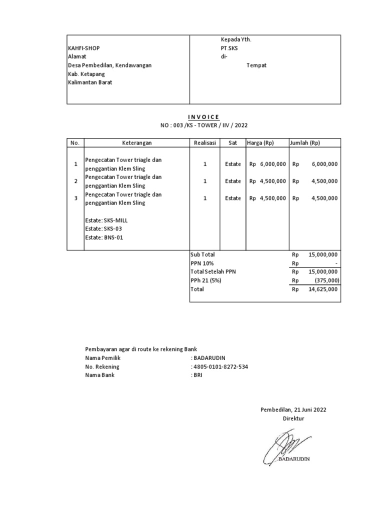 Invoice Tower SKS | PDF