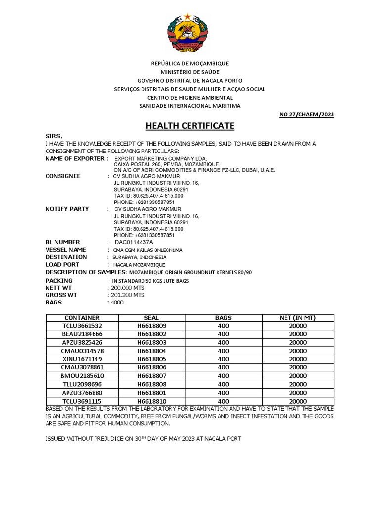 Health Certificate - 4437a | PDF | Technology & Engineering