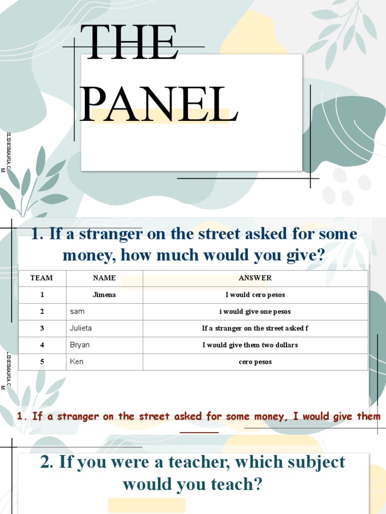 9B The Panel Second Conditional Speaking | PDF