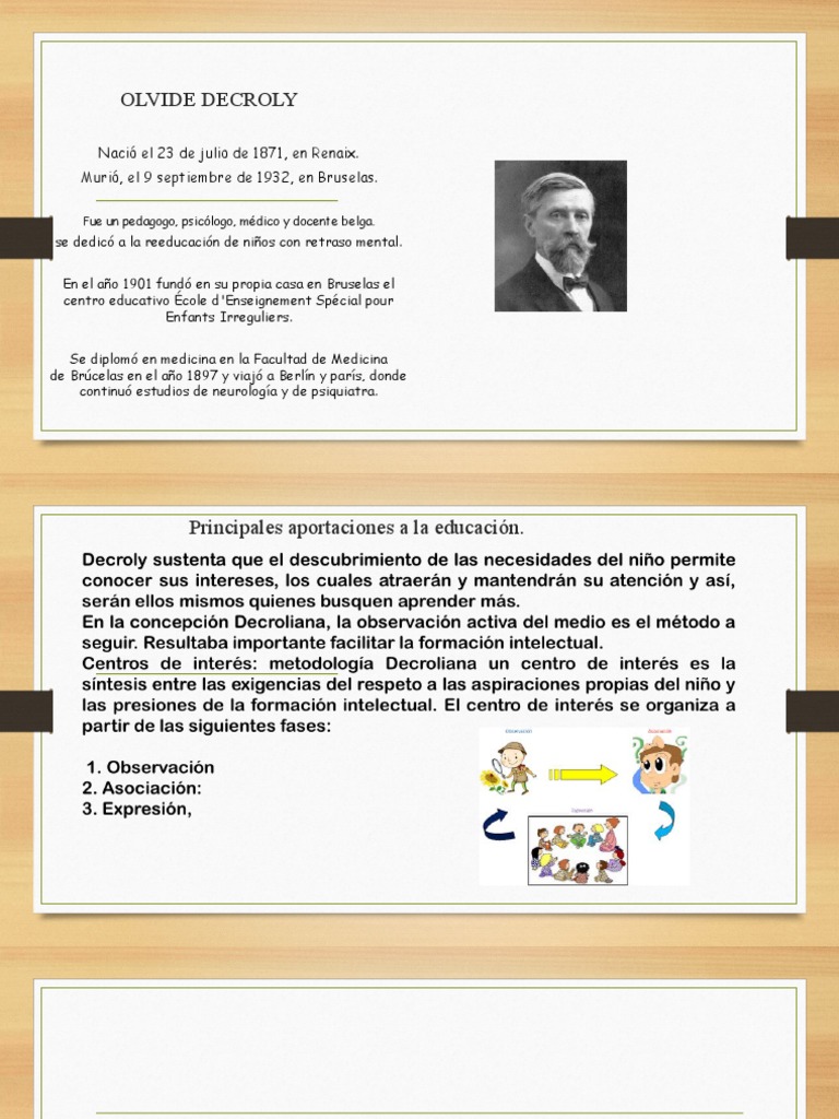 Olvide Decroly | PDF | Enseñando | Educación de la primera infancia