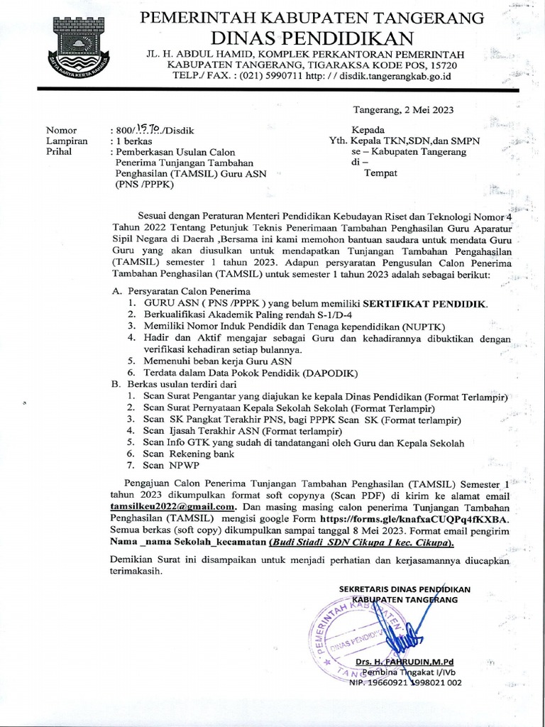 Edaran Tamsil 2023 - 0001 | PDF