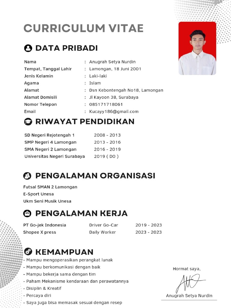 (CV) Anugrah Setya Nurdin | PDF