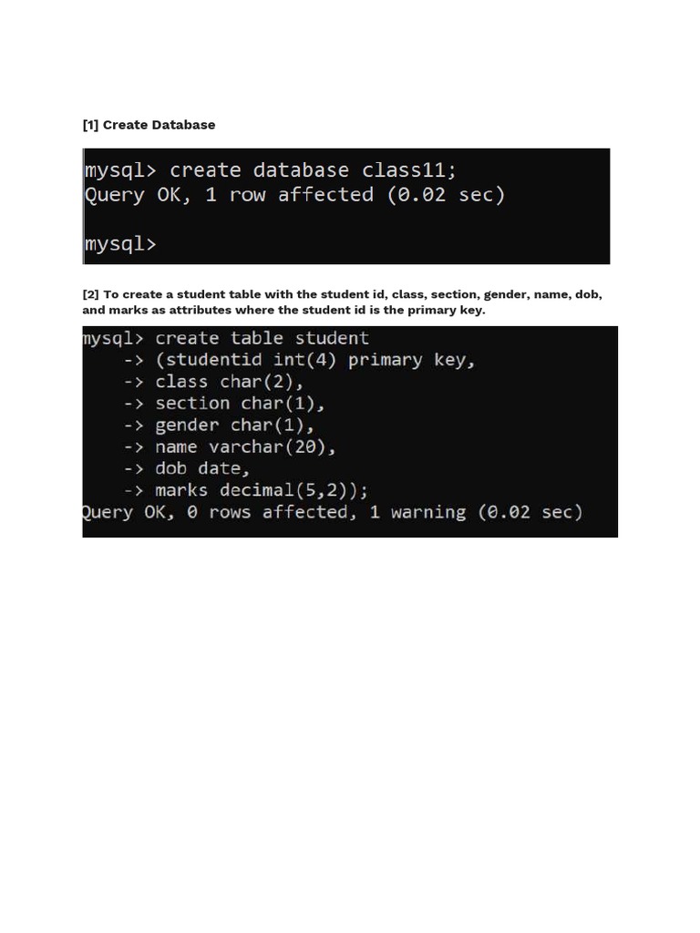 Some Codes in MySql | PDF