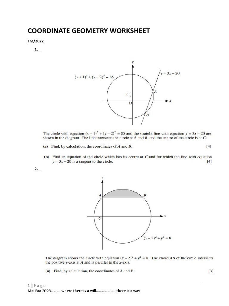 Coordinate Geometry Worksheet | PDF | Science & Mathematics