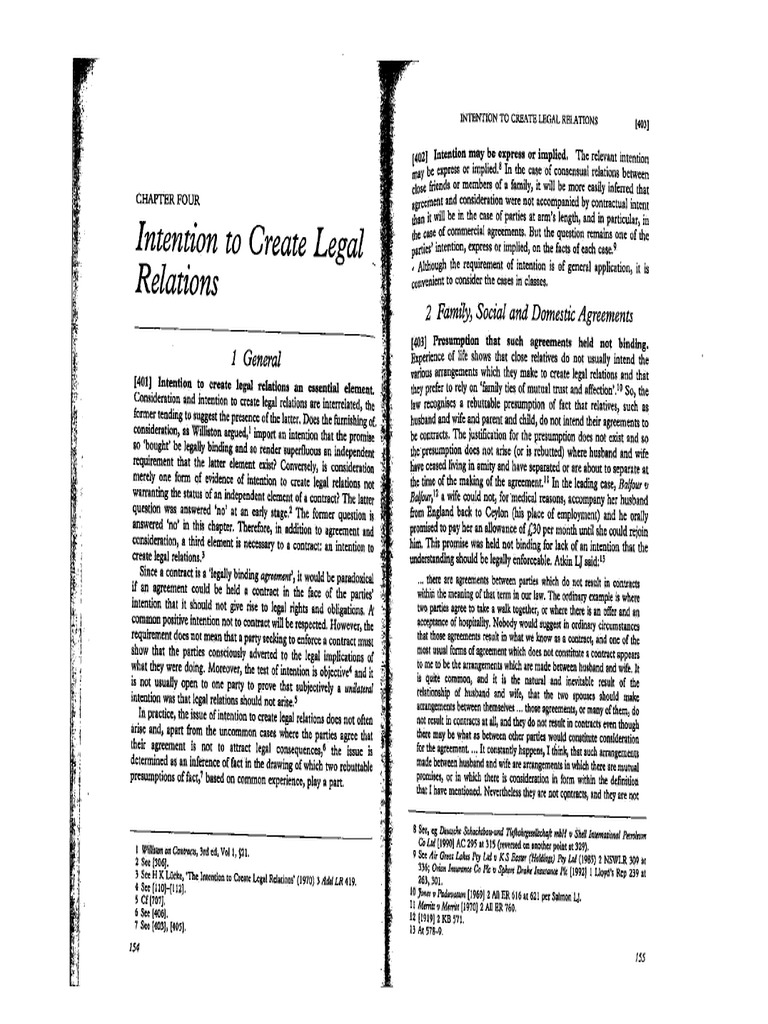 Chapter 4 - Intention To Create Legal Relations | PDF