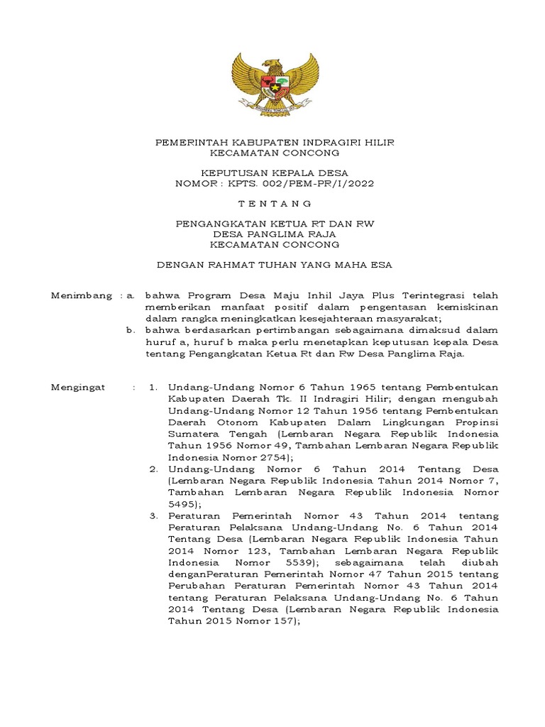 002 SK Tentang RT RW | PDF