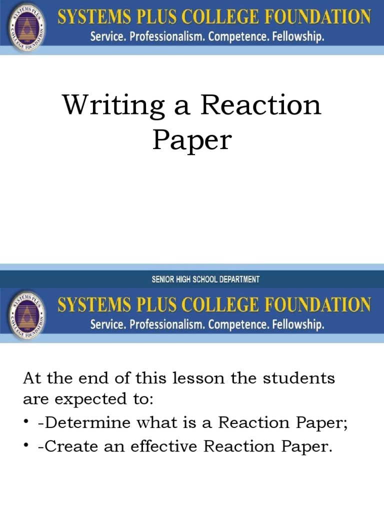 Lesson 8 Writing A Reaction Paper Pdf