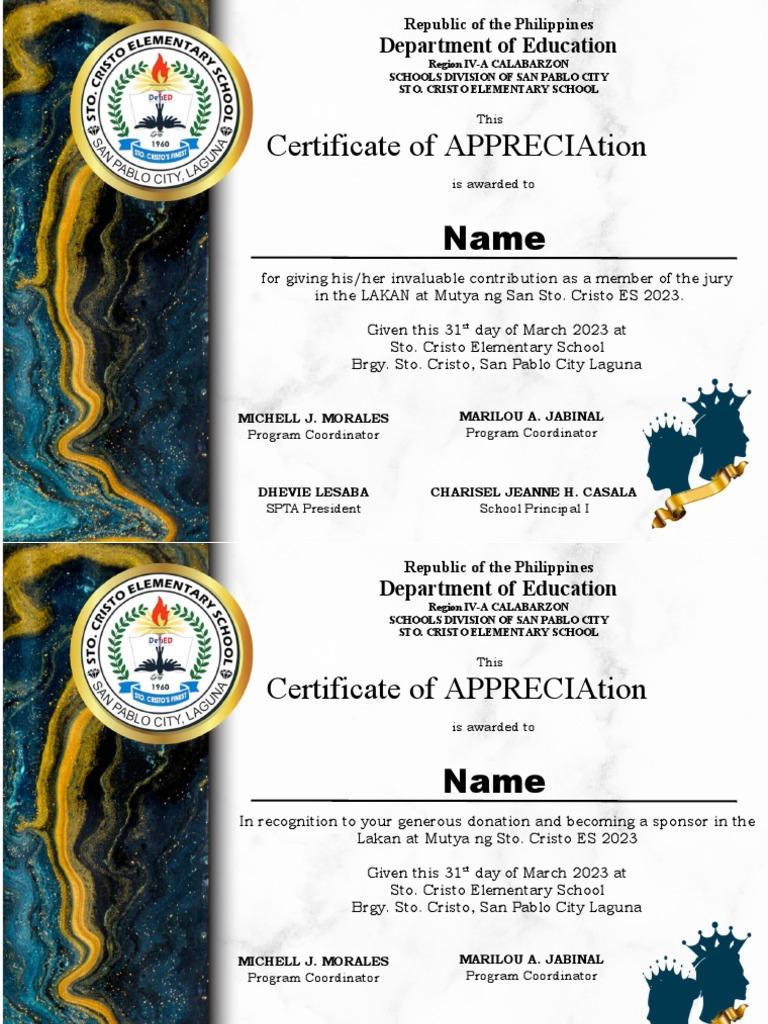 Certificate of Appreciation for Judges | PDF