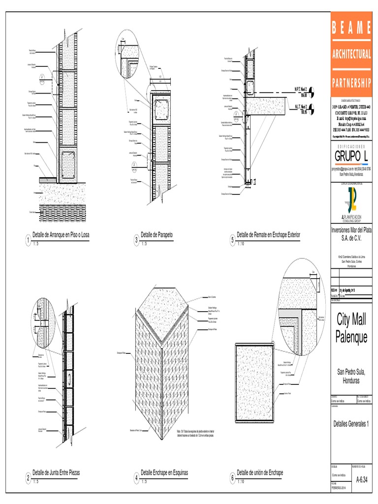 A-6.34 Detalles de Enchape | PDF | Ingeniería de Edificación ...