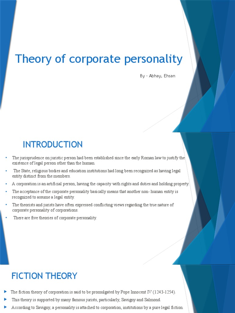 Theory of corporate personality PPT | PDF