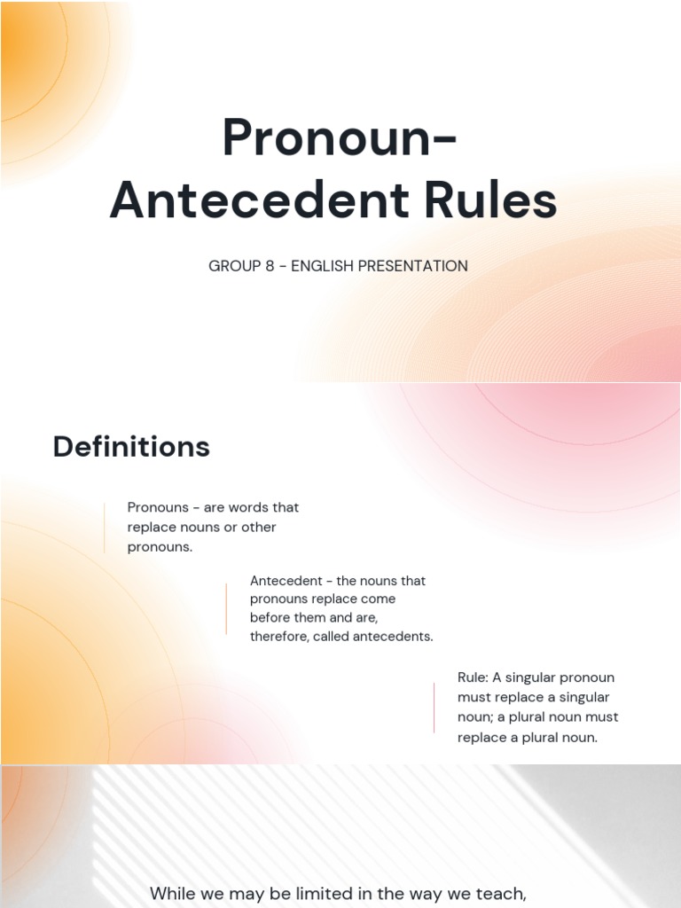 Pronoun English Presentation For Grade 10 | PDF