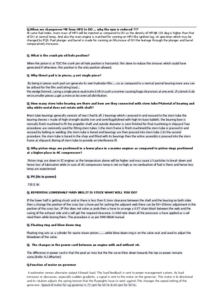 MEO Class 2 Orals Function 4 & 6 Q & A | PDF | Fuel Injection | Pump