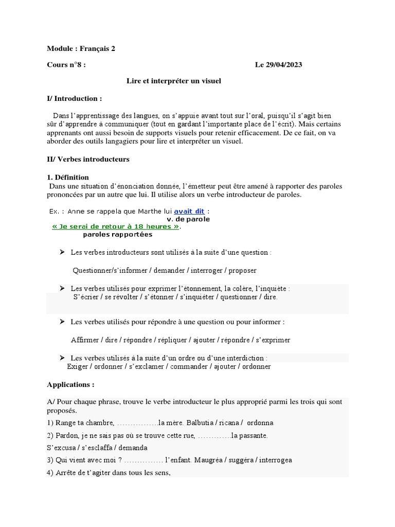 Cours N° 8 Exo Et Correction | PDF