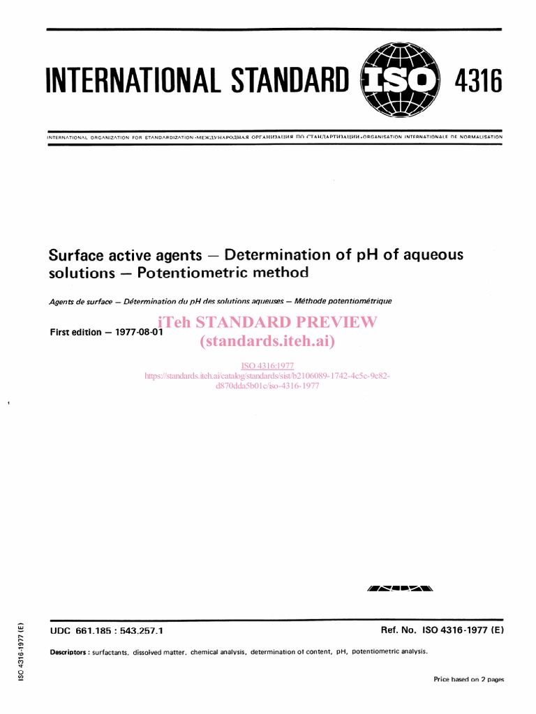 Iso 4316 1977 Pdf Ph Chemistry