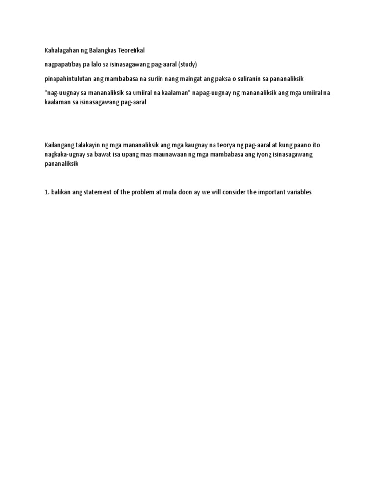 Notes On Balangkas Teoretikal | PDF