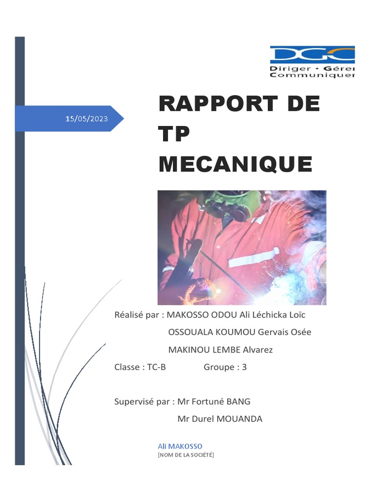 Rapppor de TP Mécanique | PDF | Maison et jardin | Sciences et mathématiques