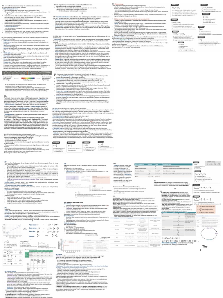Physics Cheat Sheet Unit 1 | PDF